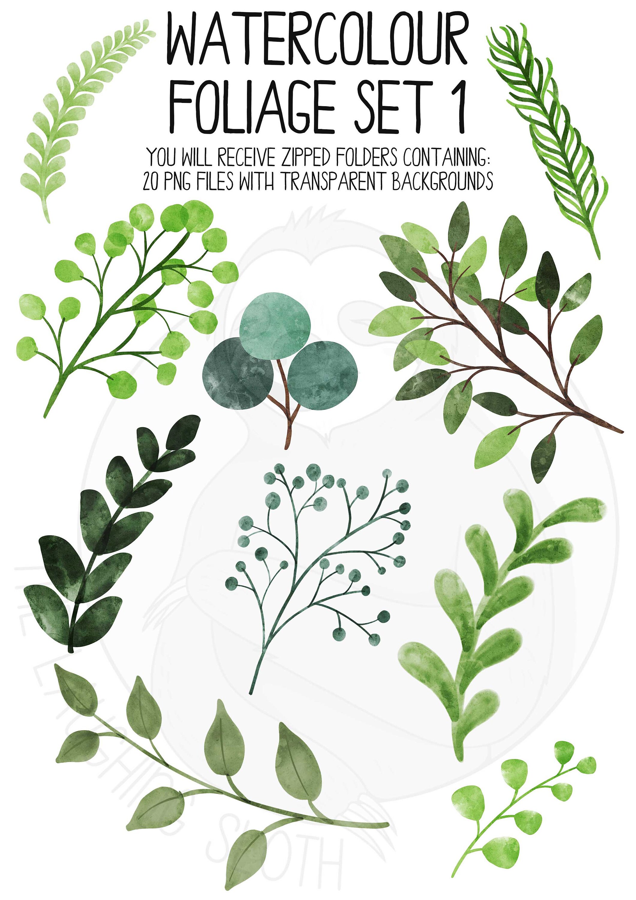 Watercolor Foliage Clip Art Watercolour Foliage Art Download - Etsy UK