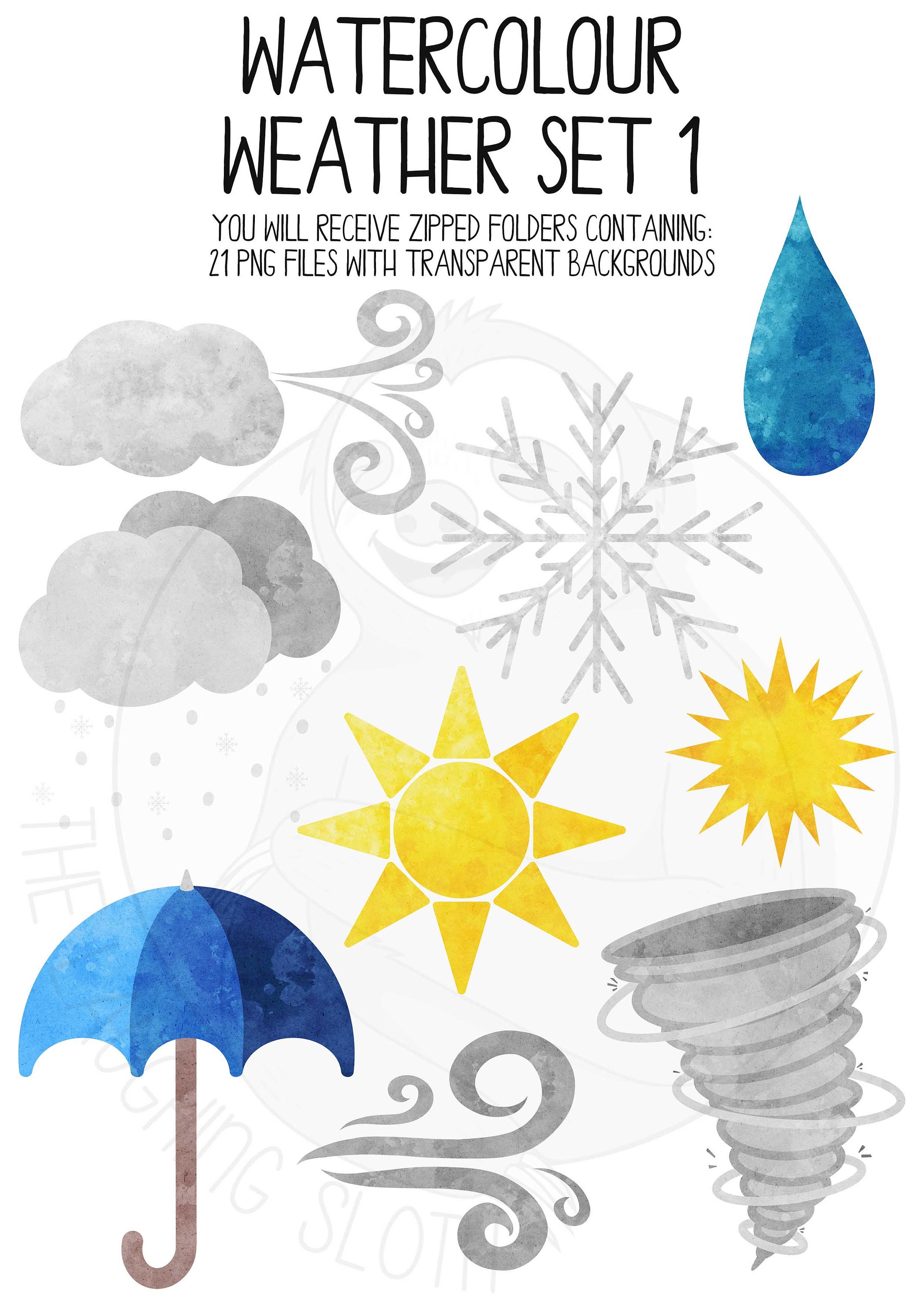 Watercolor Weather Clip Art Watercolour Rainbow Art Download Commercial ...