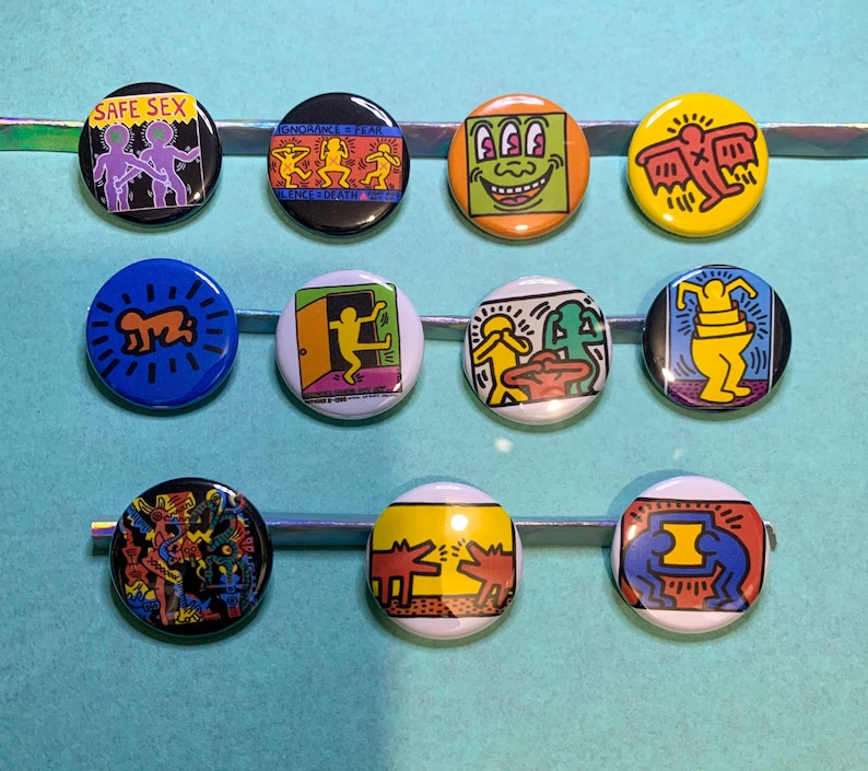 Keith Haring Pinbacks, Popart, 90s, Vintage, Custom Buttons, **now With ...