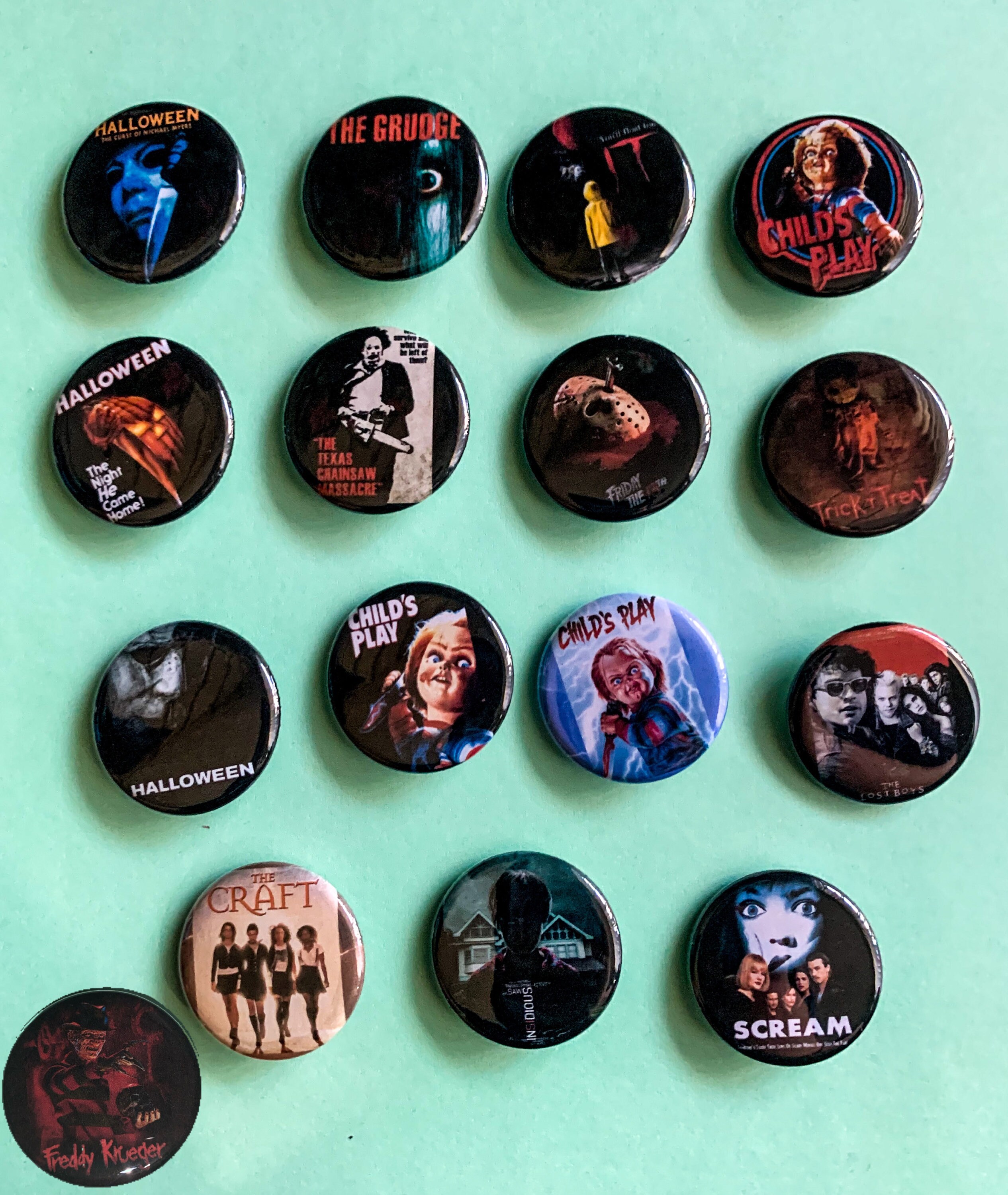 Horror Movie Pinbacks, Halloween Buttons, Metal Backings - Etsy