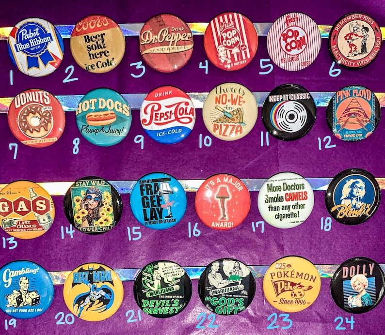 Vintage Pop Culture Pins, Retro Badges, Music Pinbacks - Etsy