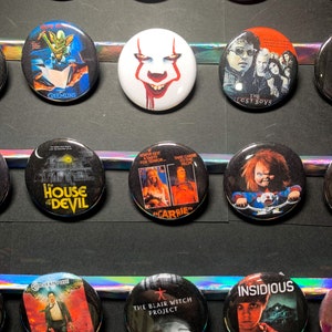 Horror Movie Pins, 80s 90s Halloween Badges, Metal Pinbacks - Etsy