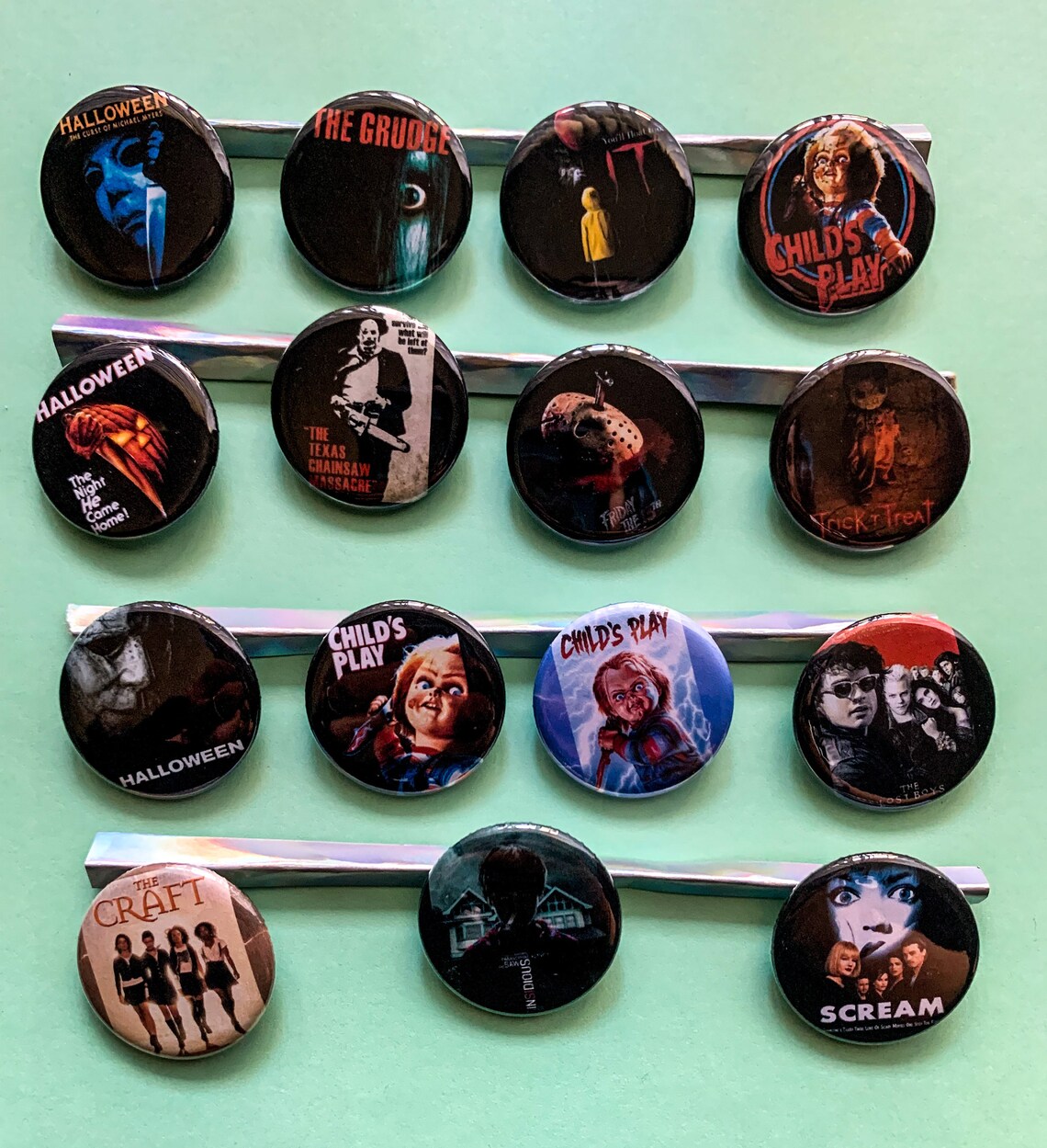 Horror Movie Pinbacks, Halloween Buttons, Metal Backings - Etsy