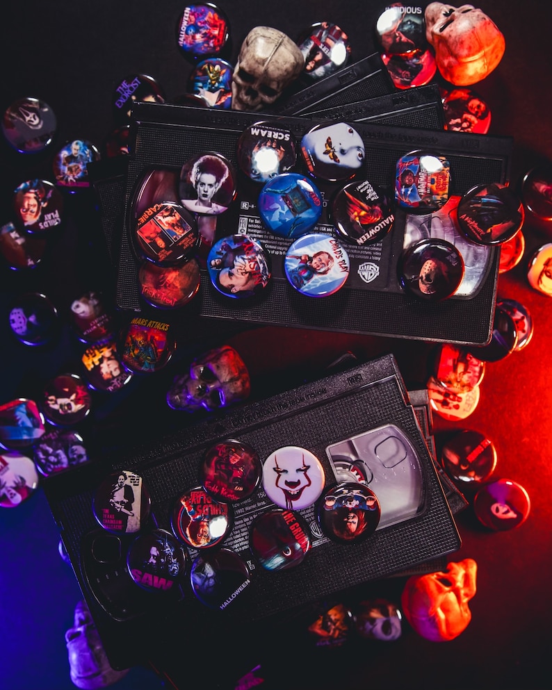 Horror Movie Pins, 80s 90s Halloween Badges, Metal Pinbacks - Etsy