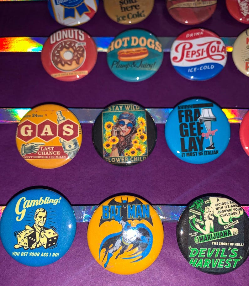 Vintage Pop Culture Pins, Retro Badges, Music Pinbacks - Etsy