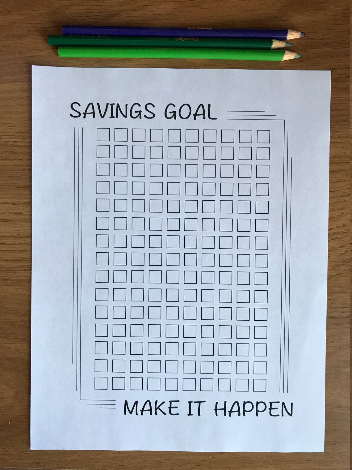 Savings Tracker Printable Coloring Sheet Make It Happen - Etsy