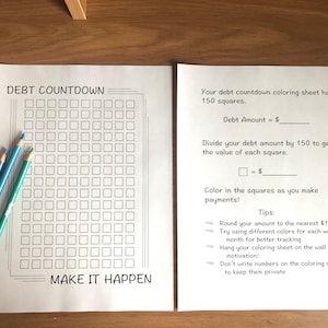 Debt Countdown Printable Coloring Sheet - Make It Happen - Etsy