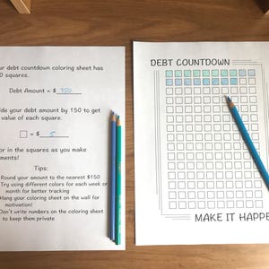 Debt Countdown Printable Coloring Sheet - Make It Happen - Etsy