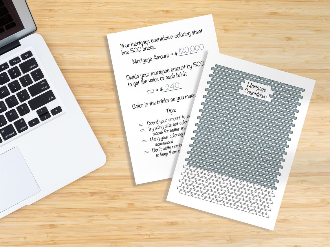 Mortgage Countdown Printable Coloring Sheet - Small Bricks - Etsy