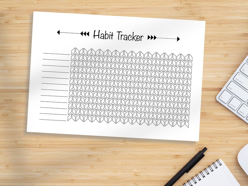 Habit Tracker Monthly Printable Coloring Sheet - Chevron Arrows - Etsy