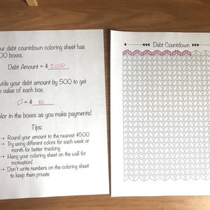 Debt Countdown Printable Coloring Sheet - Herringbone - Etsy