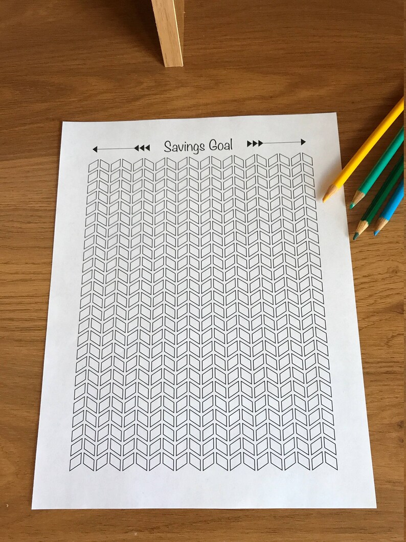 Savings Tracker Printable Coloring Sheet - Herringbone - Etsy
