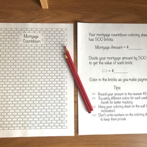 Mortgage Countdown Printable Coloring Sheet Large Bricks - Etsy