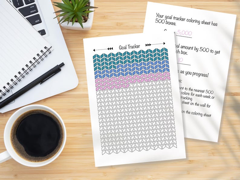 Goal Tracker Printable Coloring Sheet - Chevron Arrows - Etsy