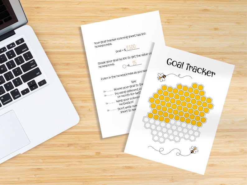 Goal Tracker Printable Coloring Sheet - Honey Bee Honeycomb - Etsy