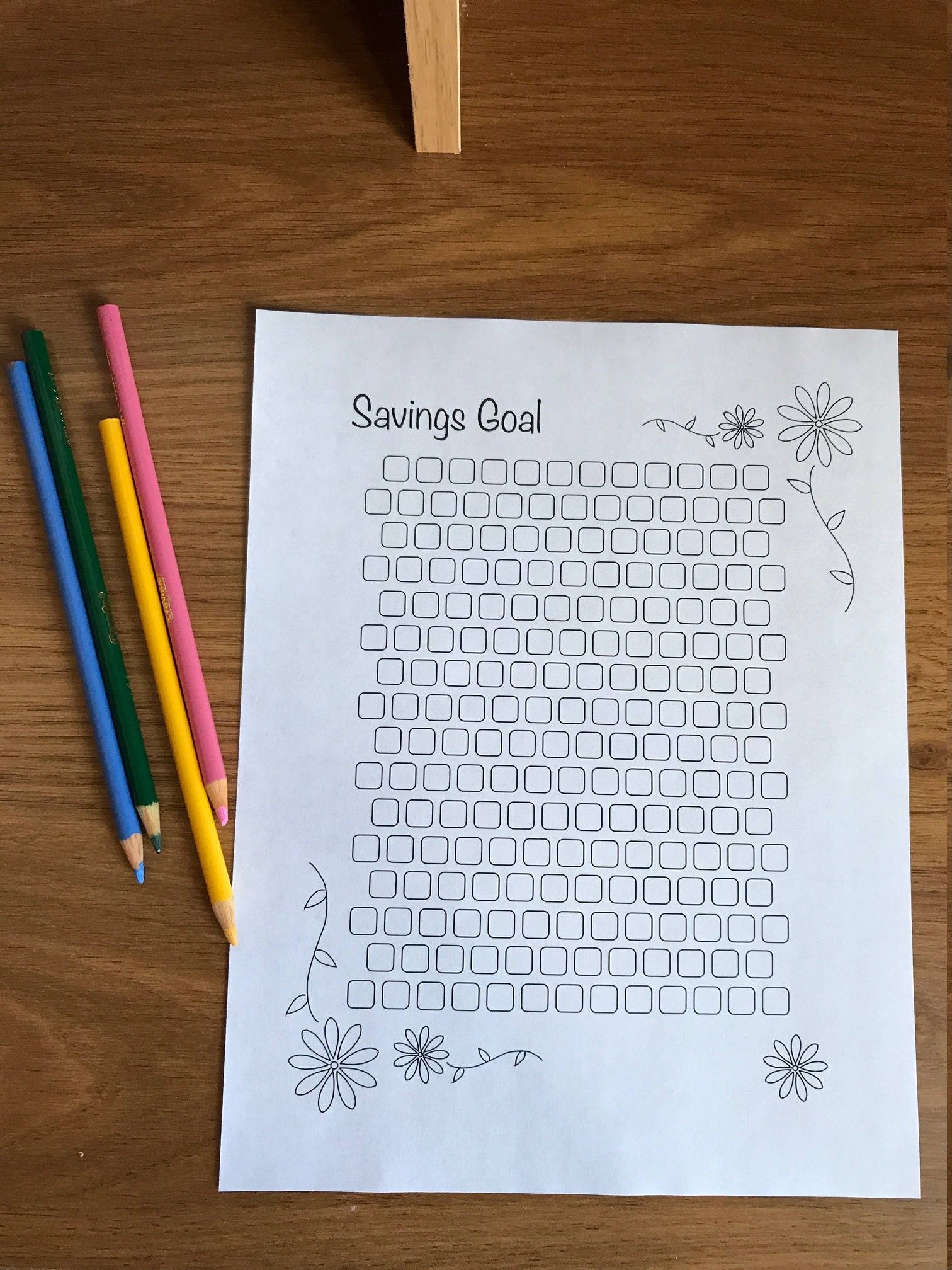 Savings Tracker Printable Coloring Sheet - Flowers - Etsy