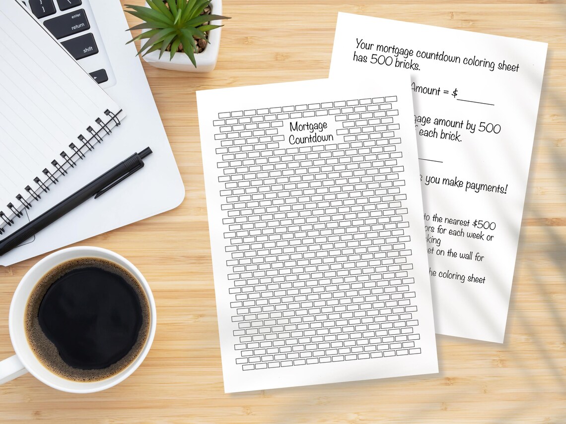 Mortgage Countdown Printable Coloring Sheet - Small Bricks - Etsy