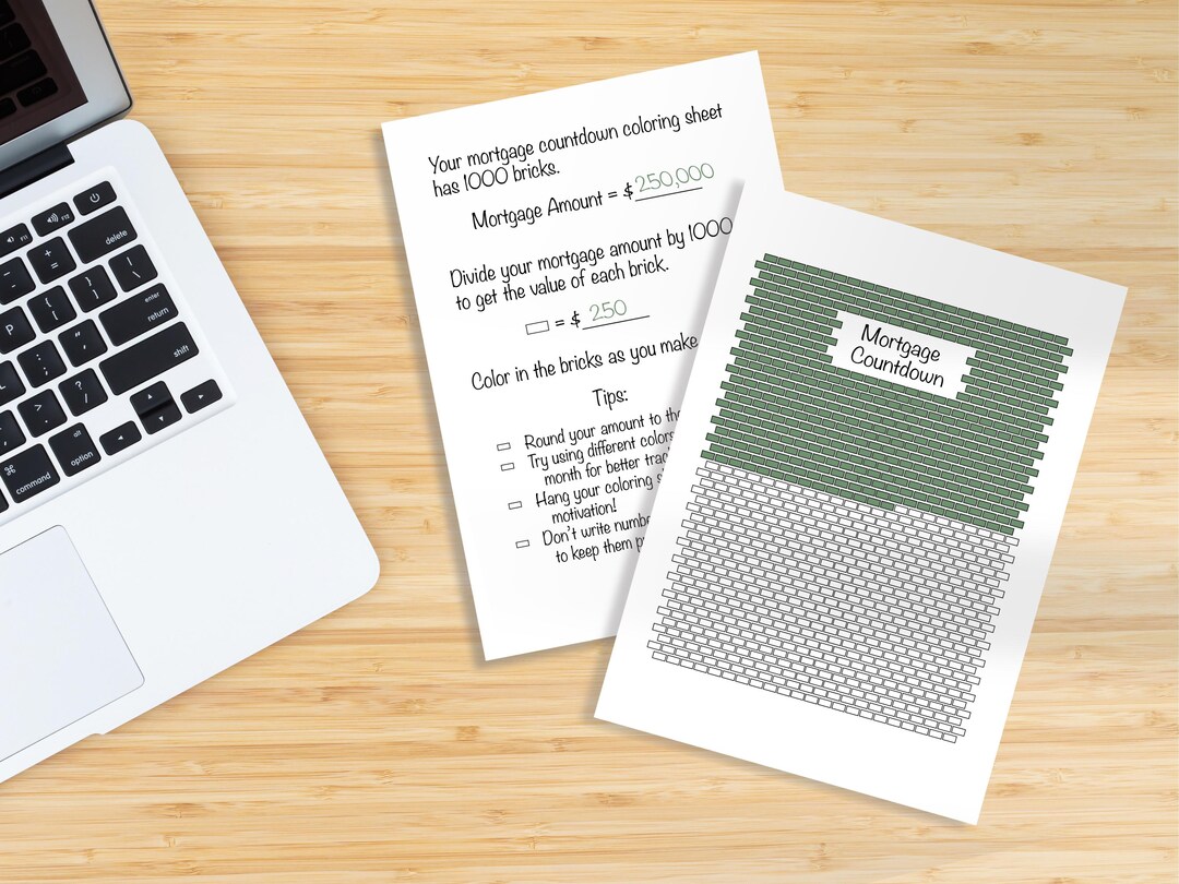 Mortgage Countdown Printable Coloring Sheet - Tiny Bricks - Etsy