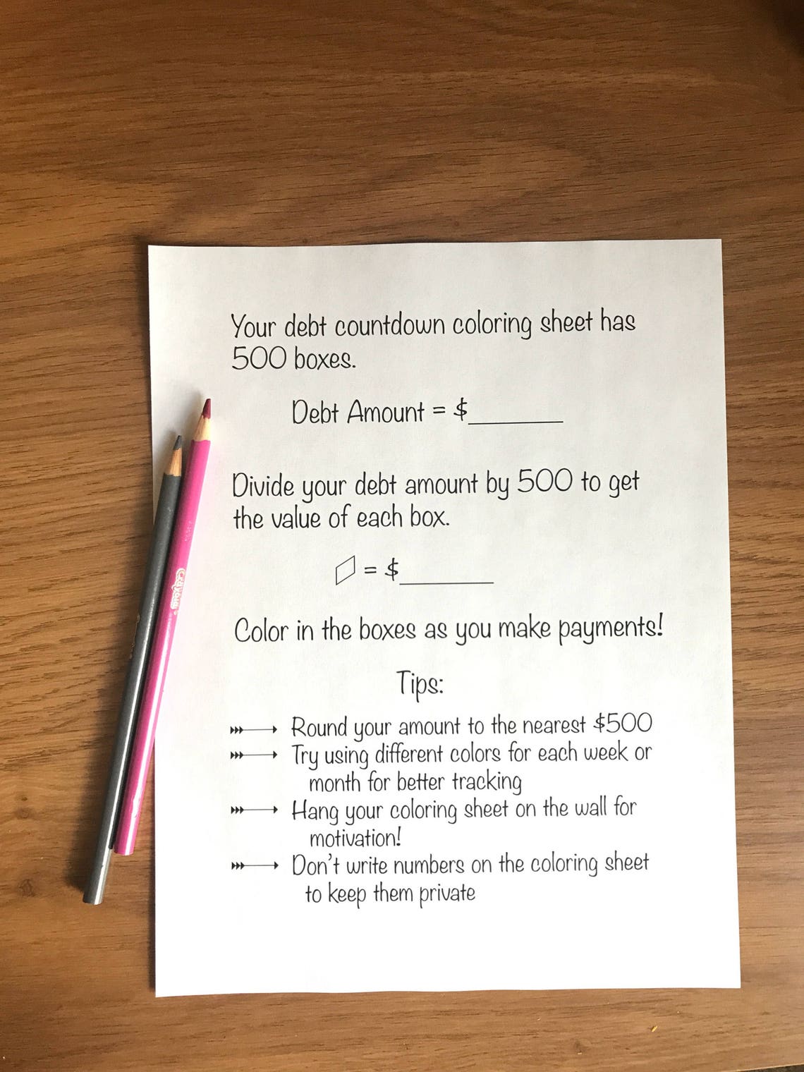 Debt Countdown Printable Coloring Sheet - Herringbone - Etsy