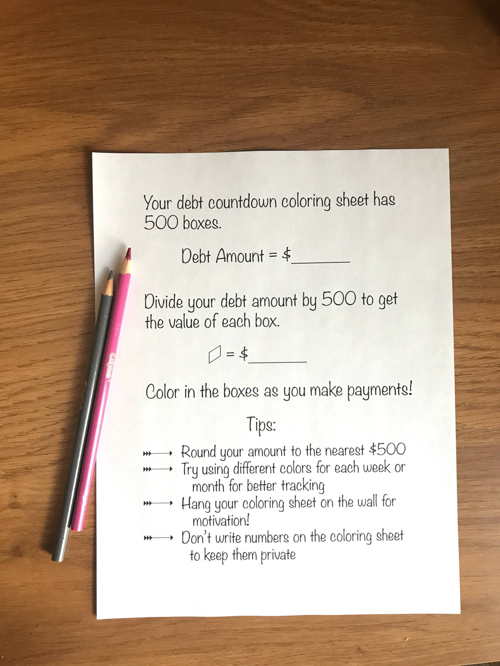 Debt Countdown Printable Coloring Sheet - Herringbone - Etsy