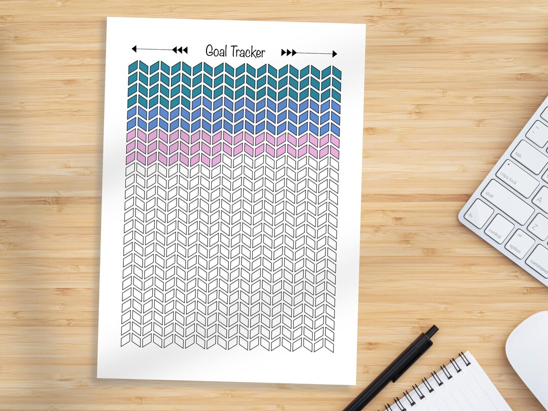 Goal Tracker Printable Coloring Sheet - Chevron Arrows - Etsy