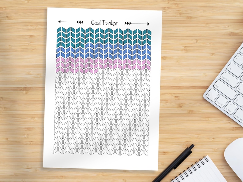 Goal Tracker Printable Coloring Sheet - Chevron Arrows - Etsy