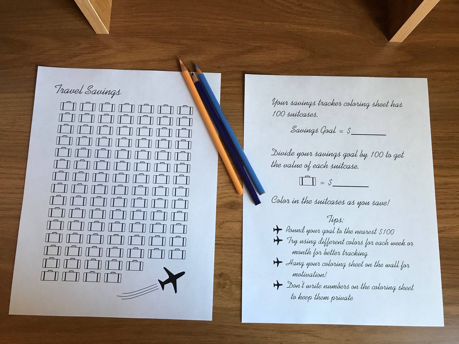 Travel Savings Tracker Printable Coloring Sheet - Etsy