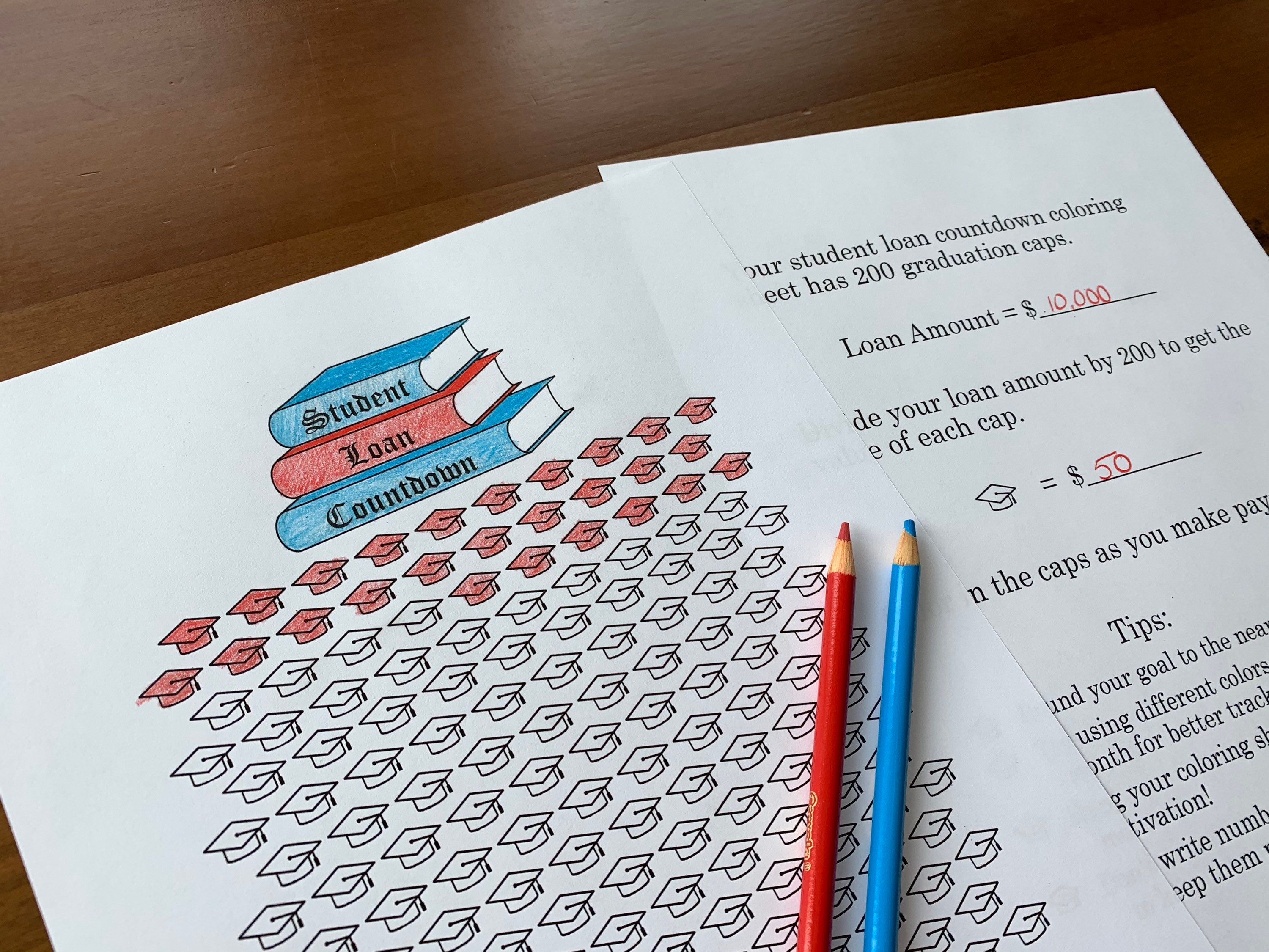 Student Loan Countdown Tracker Printable Coloring Sheet - Etsy