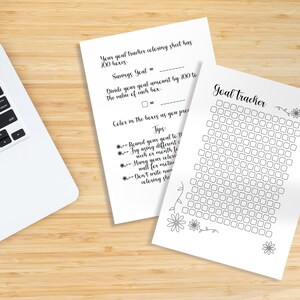 Goal Tracker Printable Coloring Sheet - Flowers - Etsy