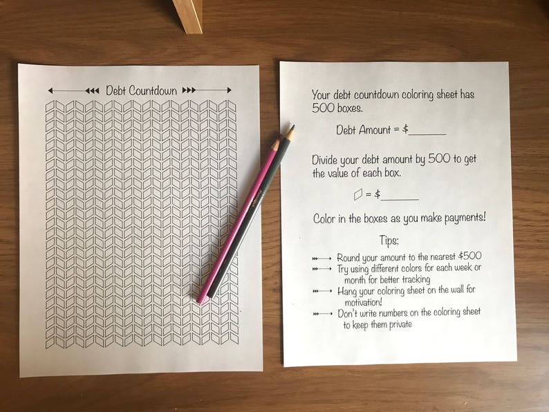 Debt Countdown Printable Coloring Sheet - Herringbone - Etsy