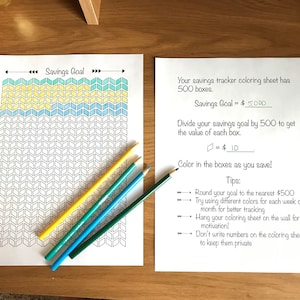 Savings Tracker Printable Coloring Sheet - Chevron Arrows - Etsy