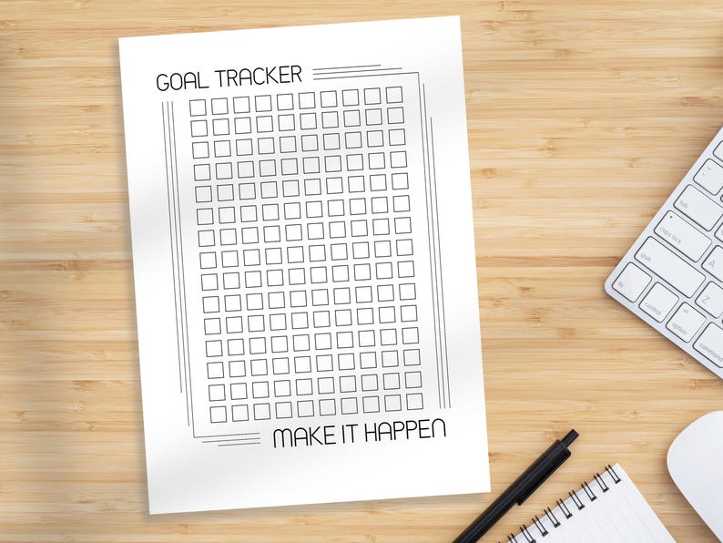 Goal Tracker Printable Coloring Sheet - Make It Happen - Etsy