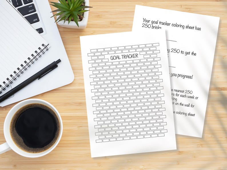 Goal Tracker Printable Coloring Sheet - Large Bricks - Etsy