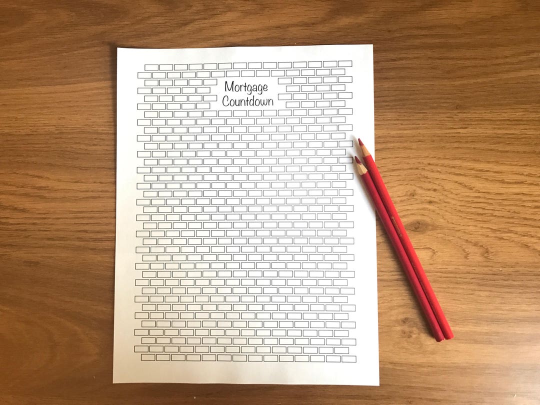Mortgage Countdown Printable Coloring Sheet Large Bricks - Etsy