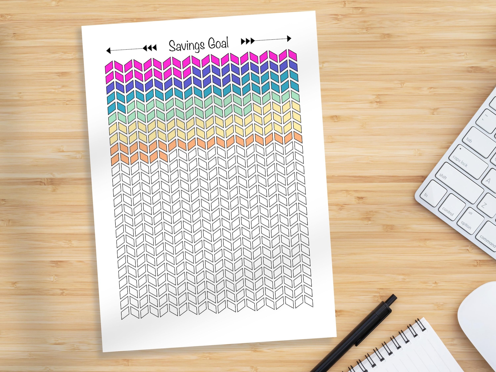 Savings Tracker Printable Coloring Sheet - Chevron Arrows - Etsy