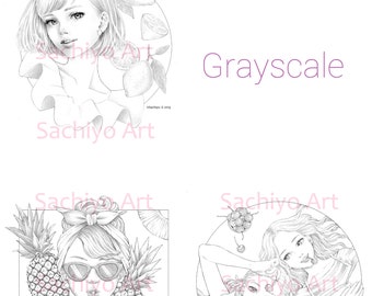 Grayscale Line Art | Etsy