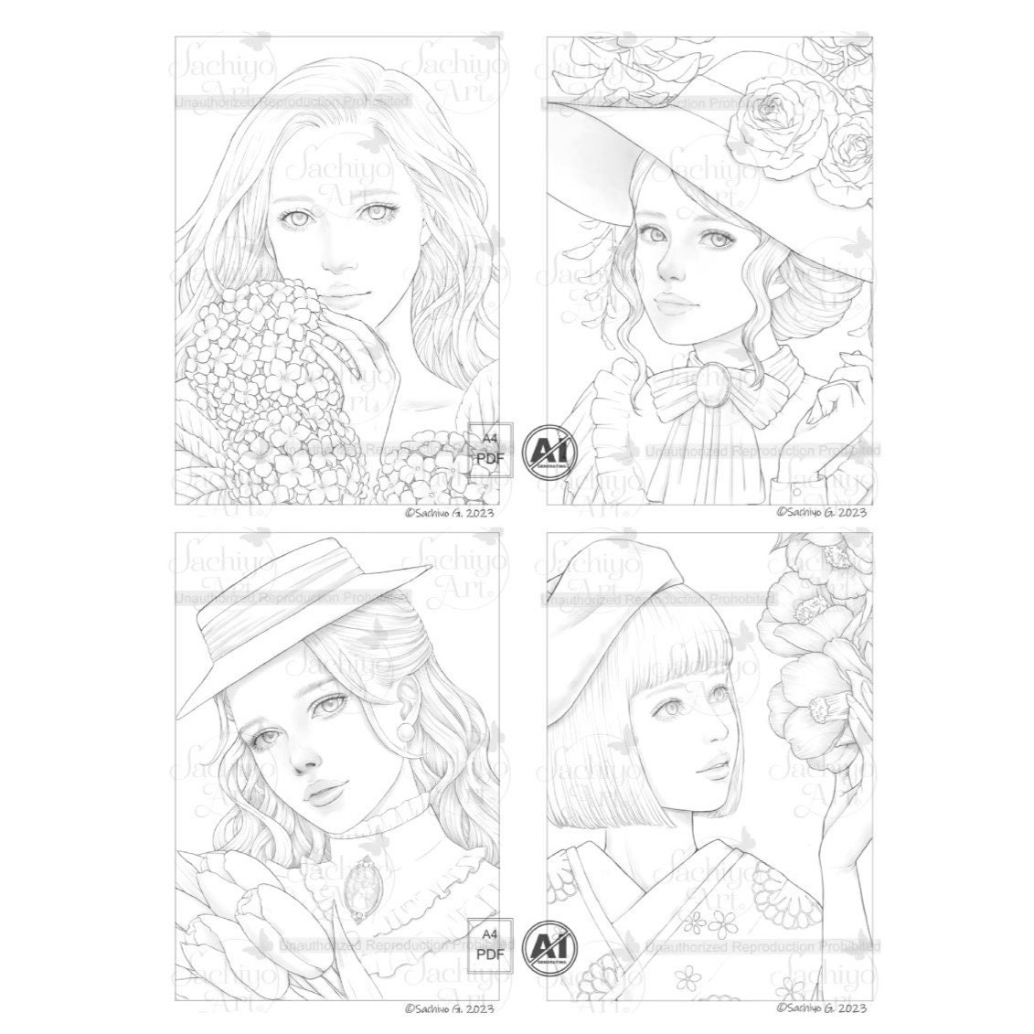 Coloring Page Set [the Faces Vol.2] - Etsy