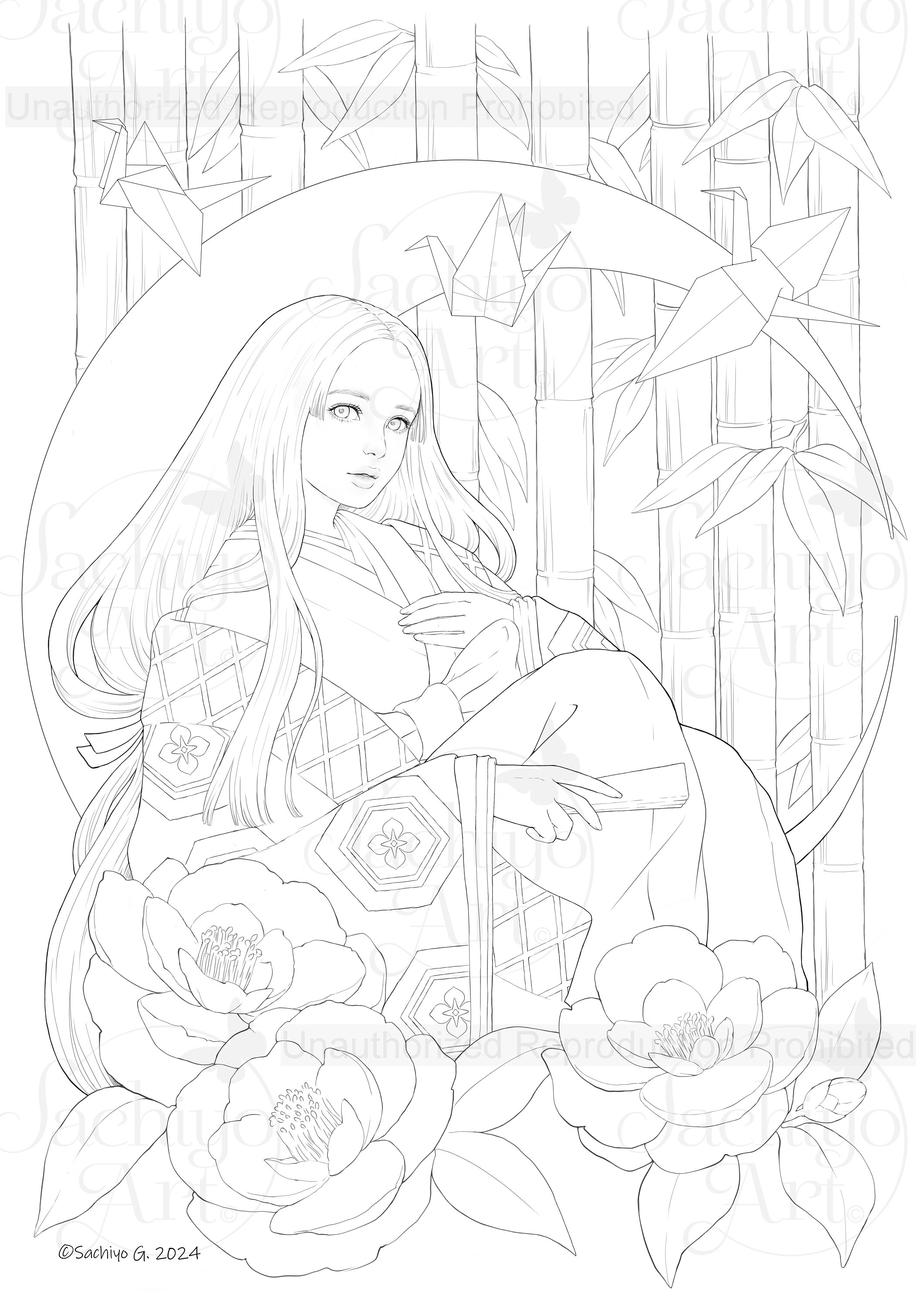Coloring Page Set [princess Kaguya (moon Girl Series)] - Etsy
