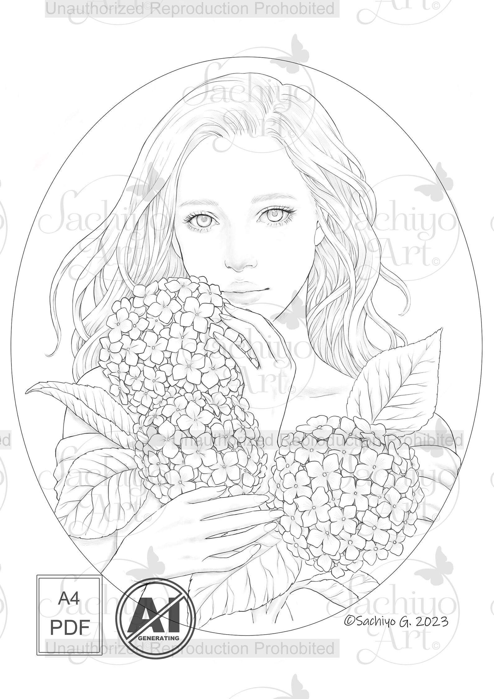 Coloring Page Set [hydrangea] - Etsy