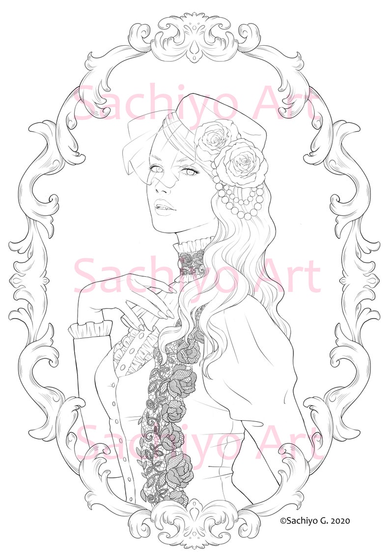 Coloring Page Set [lady Rose] - Etsy