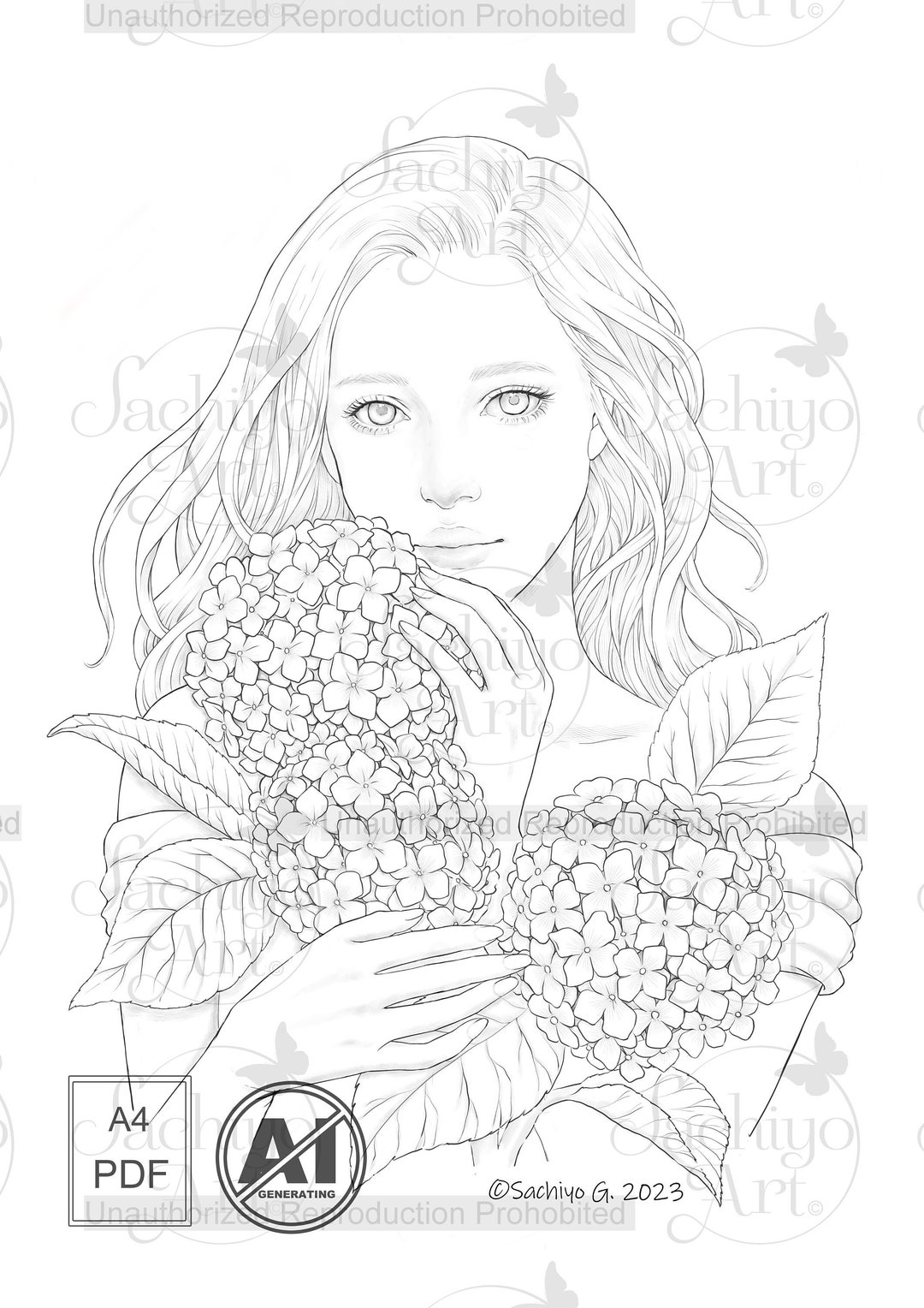 Coloring Page Set [hydrangea] - Etsy