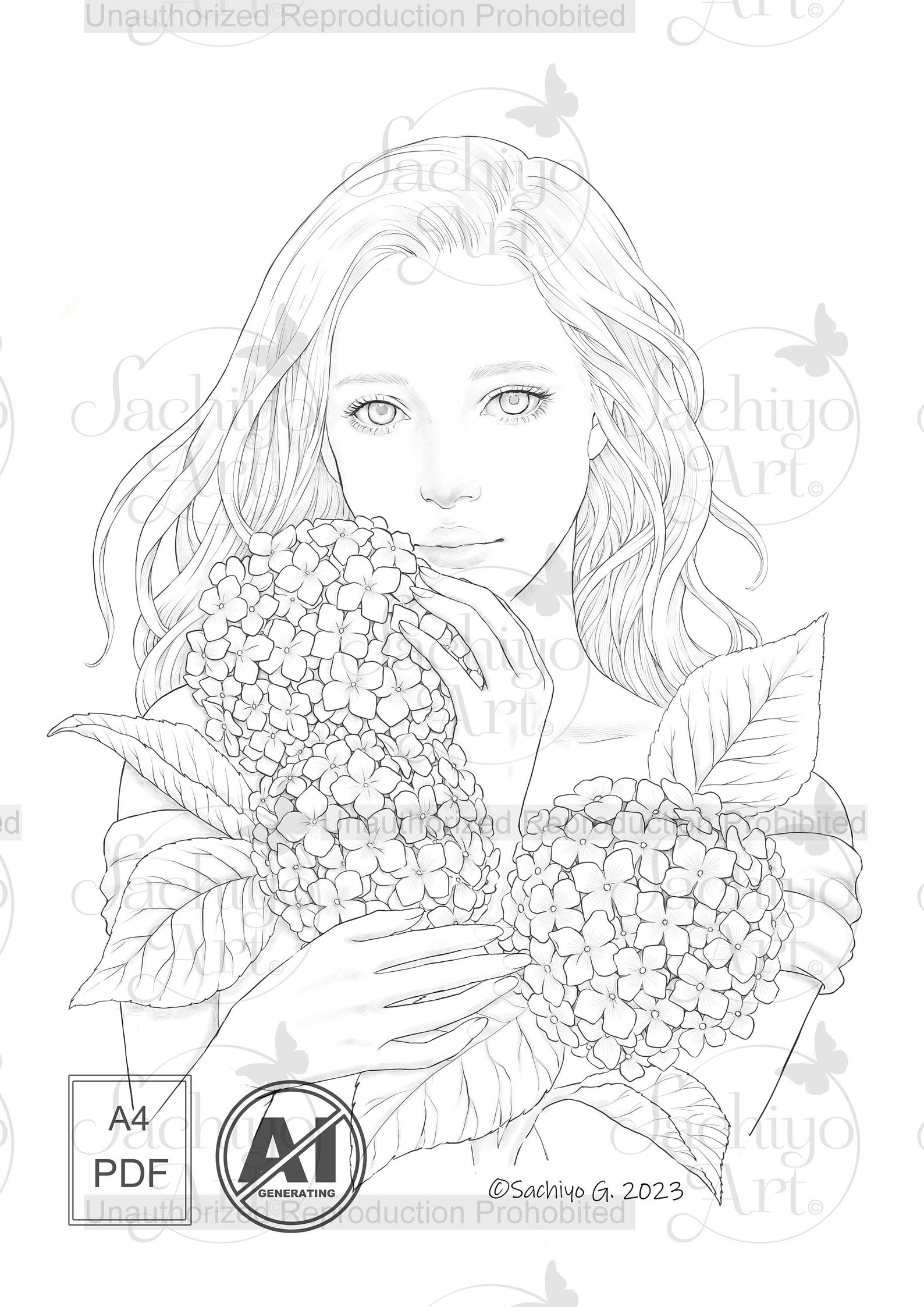 Coloring Page Set [hydrangea] - Etsy