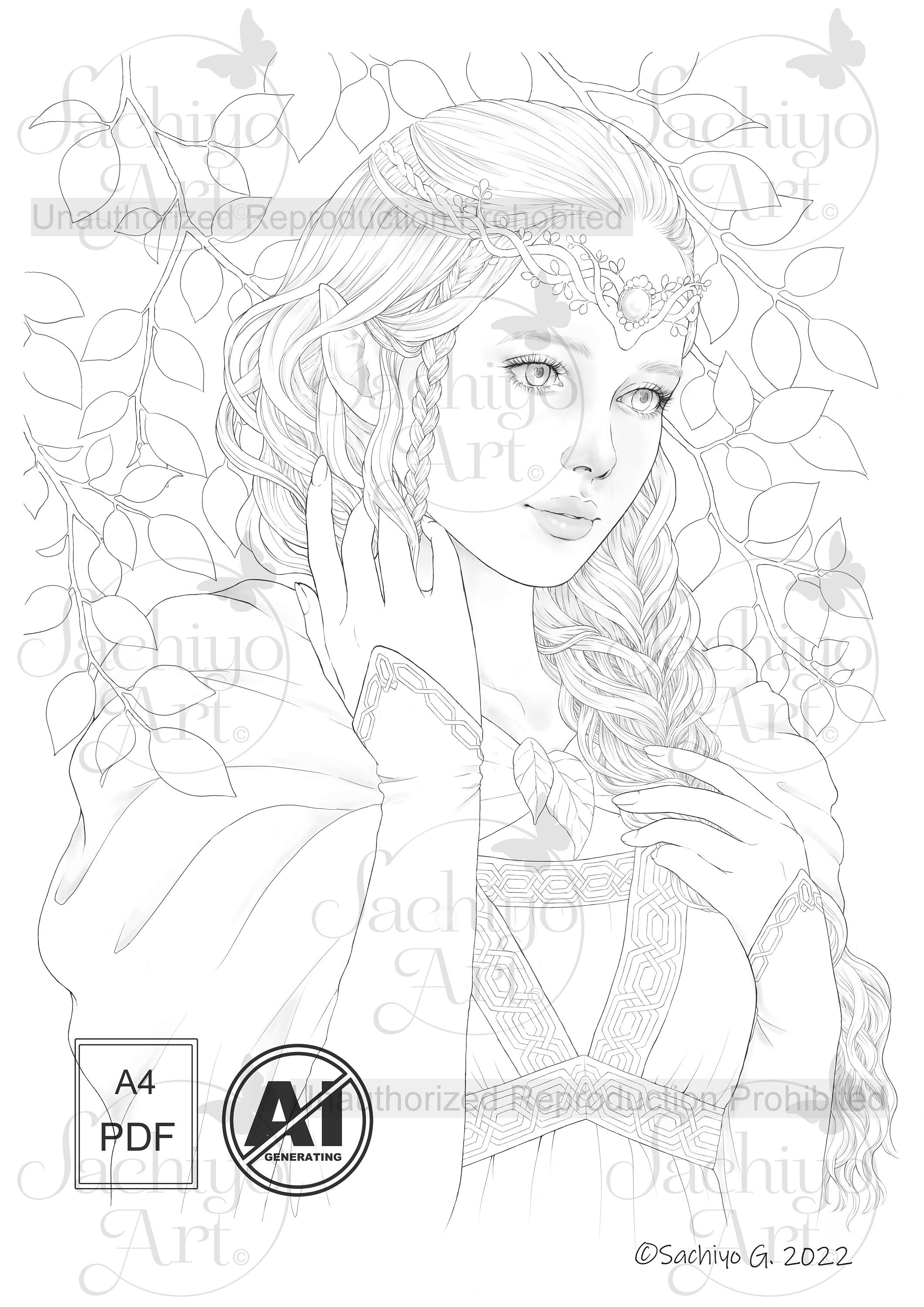 Coloring Page Set [woodland Elf] - Etsy