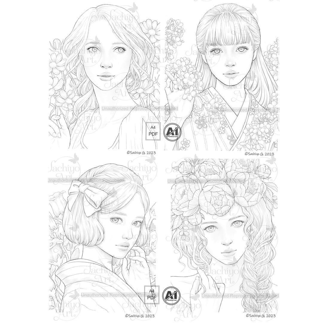 Coloring Page Set [the Faces Vol.1] - Etsy