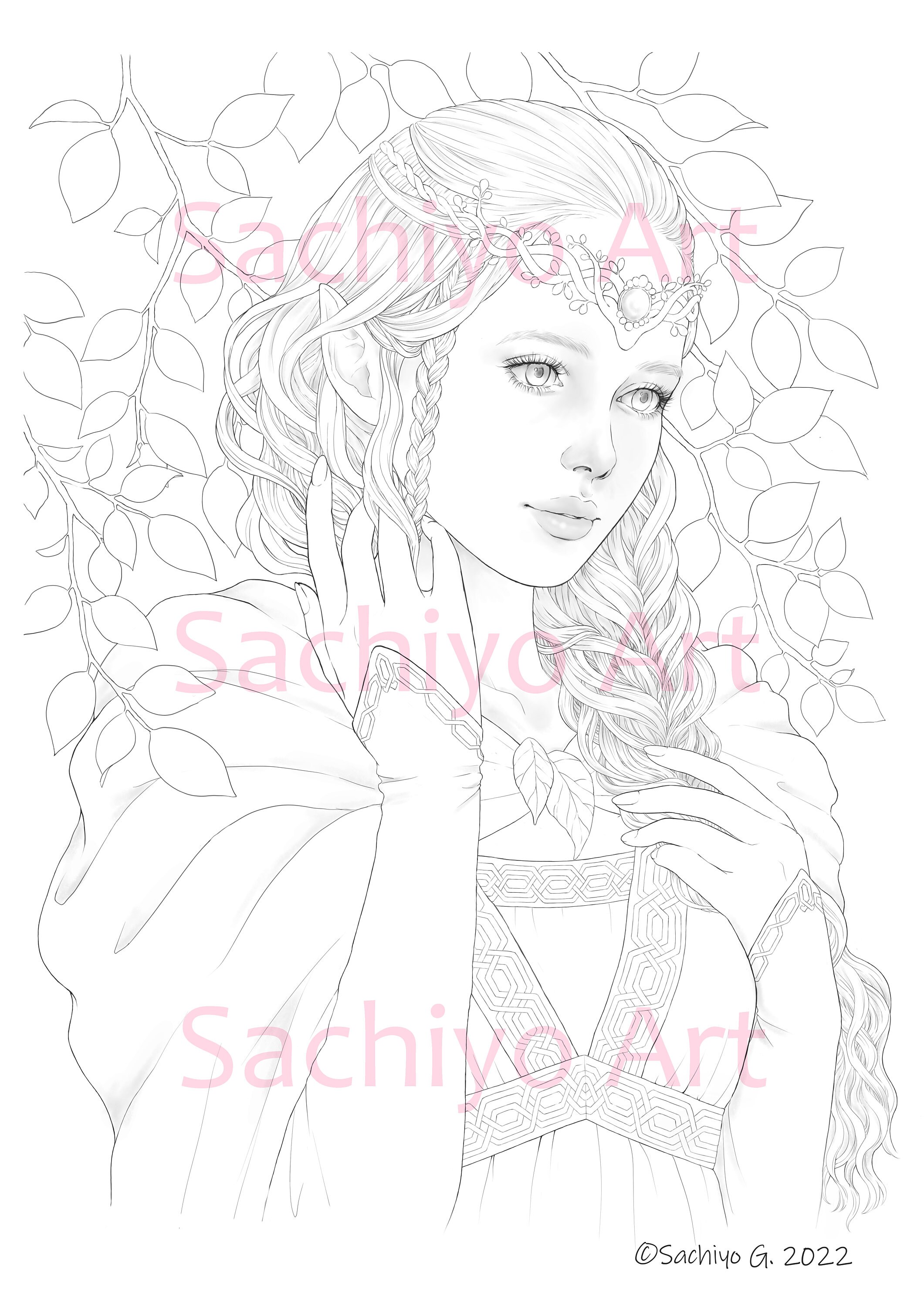 Coloring Page Set woodland Elf - Etsy