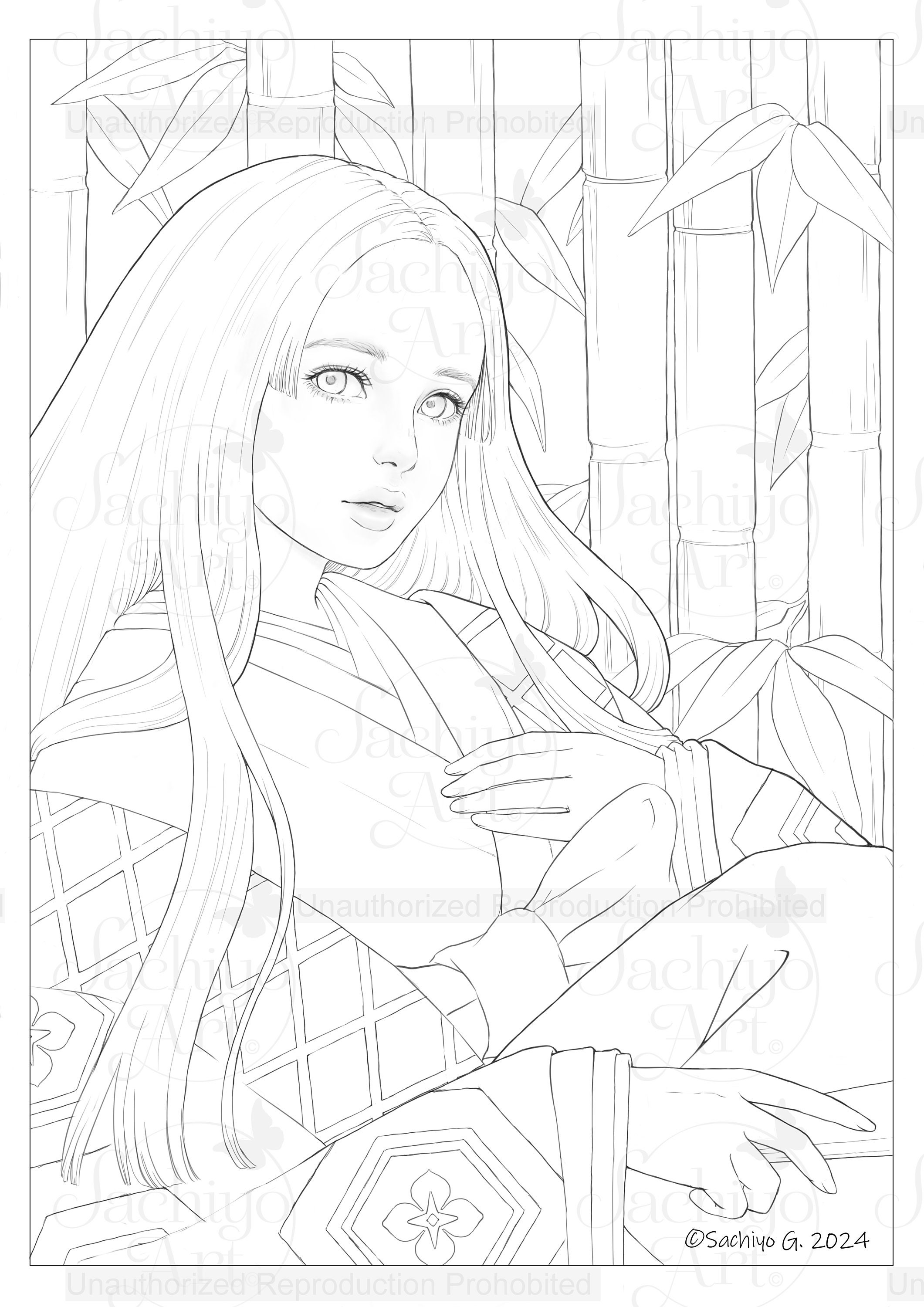 Coloring Page Set [princess Kaguya (moon Girl Series)] - Etsy