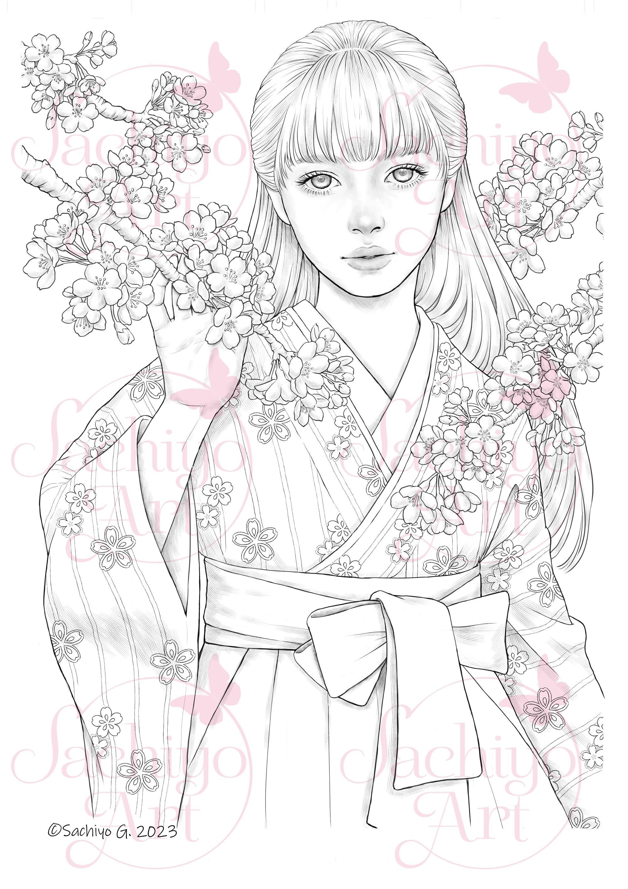 Coloring Page Set [sakura] - Etsy