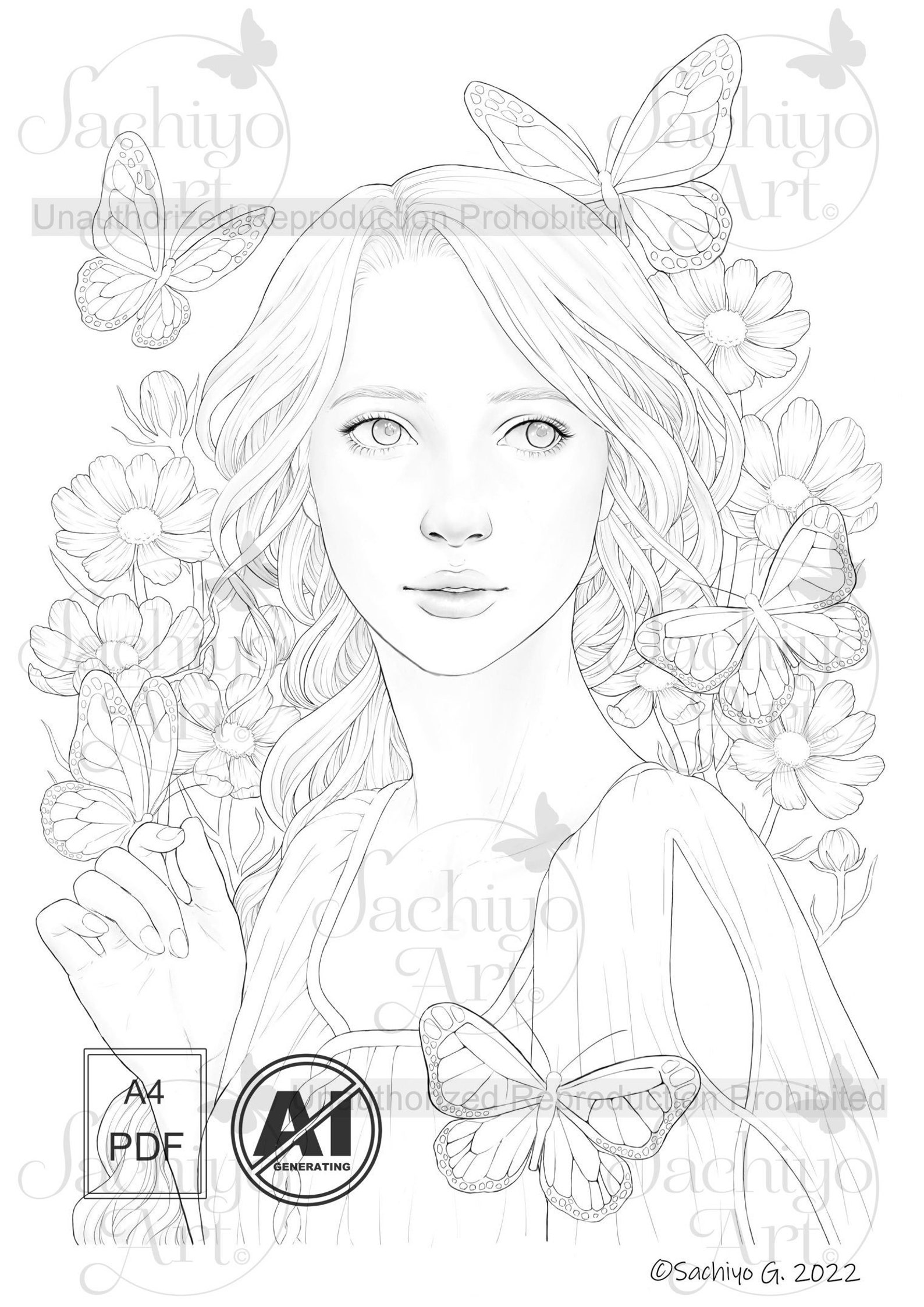 Coloring Page Set [cosmos and Butterflies] - Etsy UK