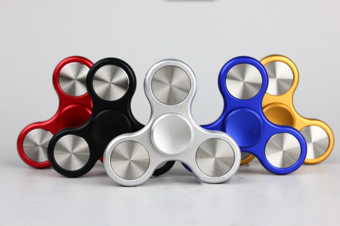 The Classic Fidget Spinner Tri Shape Metal Spinner, in Black, Silver ...