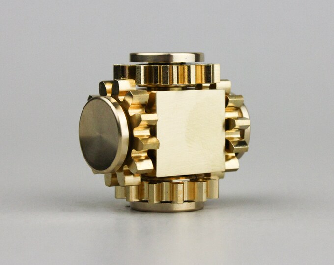 Gear Box 4 Gear, Cube Shaped Fidget Spinner All Brass Cogs - Etsy
